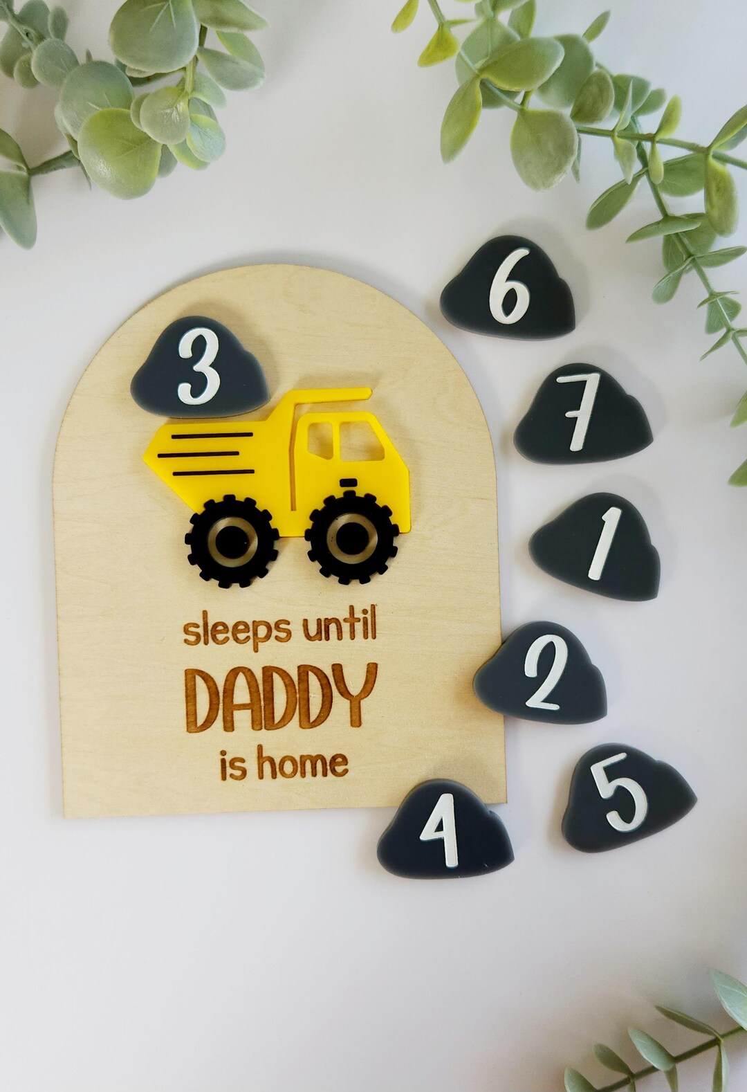 Personalised, Magnetic Countdown Until Daddy / Mummy is Home Sign, Wood ...