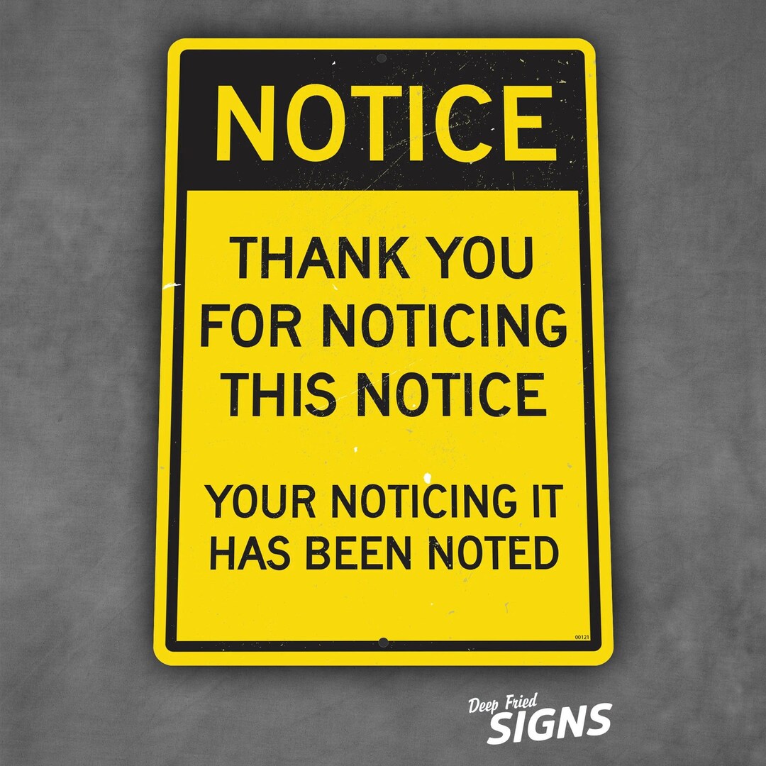 Thank You for Noticing Plastic Sign - 00121 - Etsy