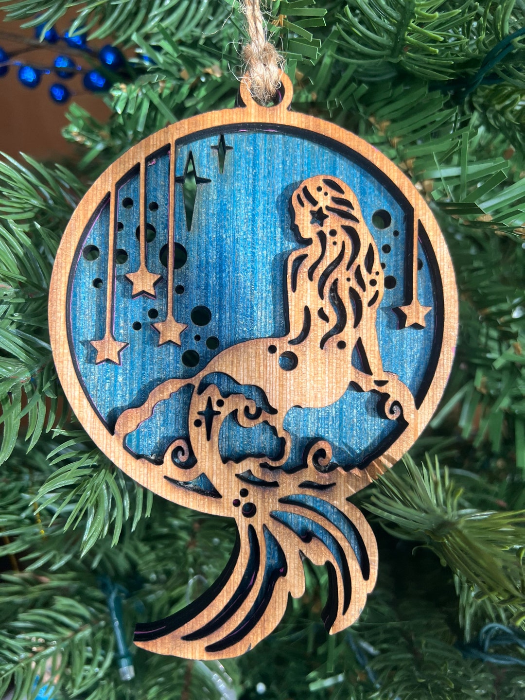 Mermaid Wooden Custom Made Christmas Ornament. Ocean Themed. - Etsy