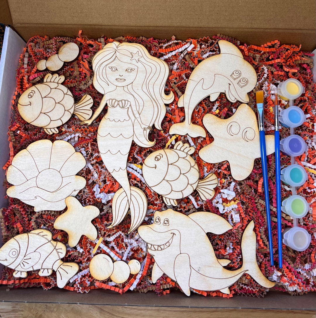 DIY Mermaid Themed Paint Kit. Great Craft for Kids. Kit Includes 8 ...