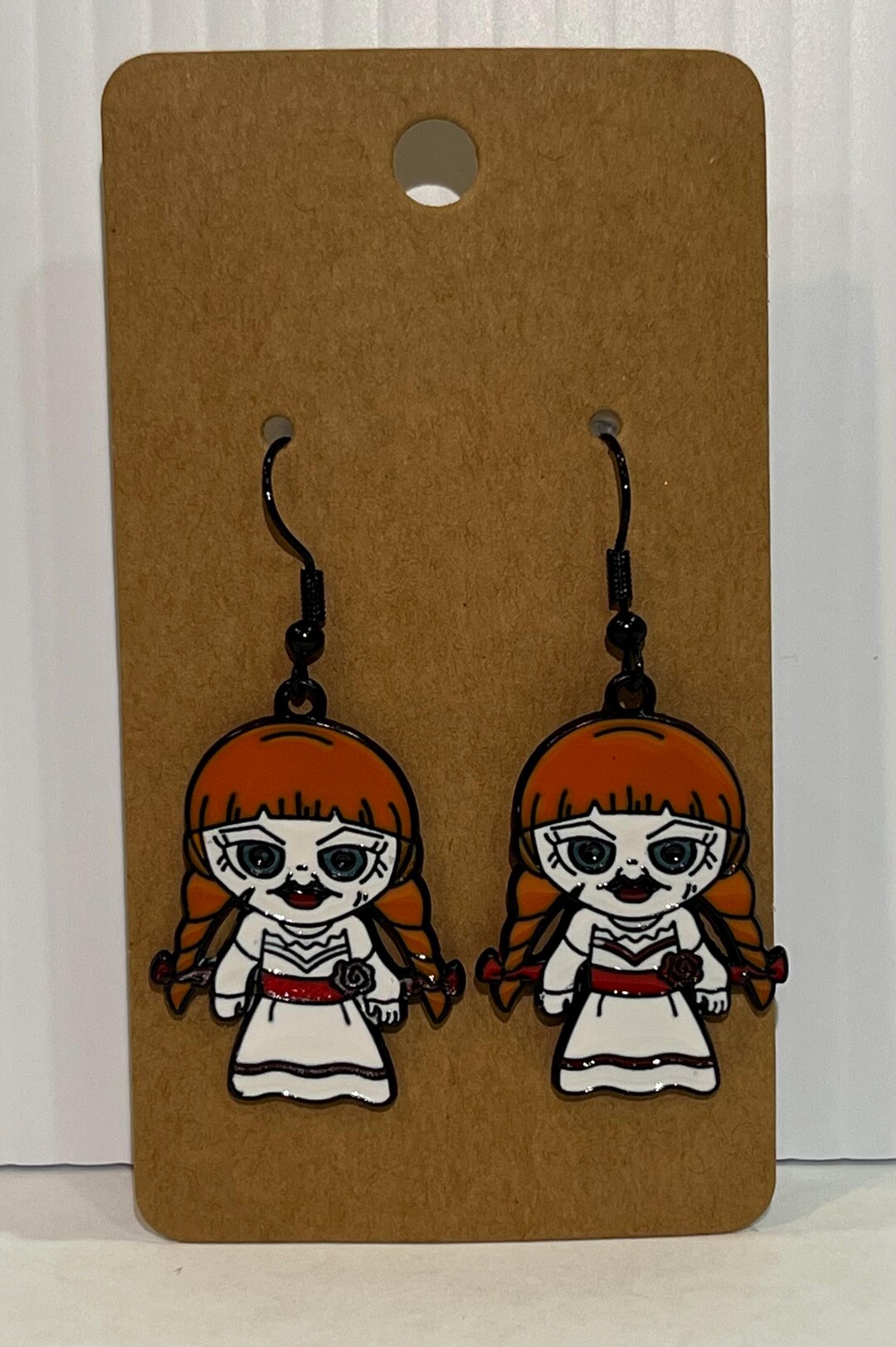 Horror Movie the Conjuring Annabelle Earrings Black Trim, Black Hooks ...