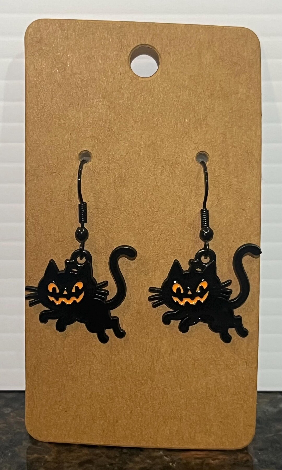 Black Cats Earrings - Black Trim, Black Hooks - Etsy