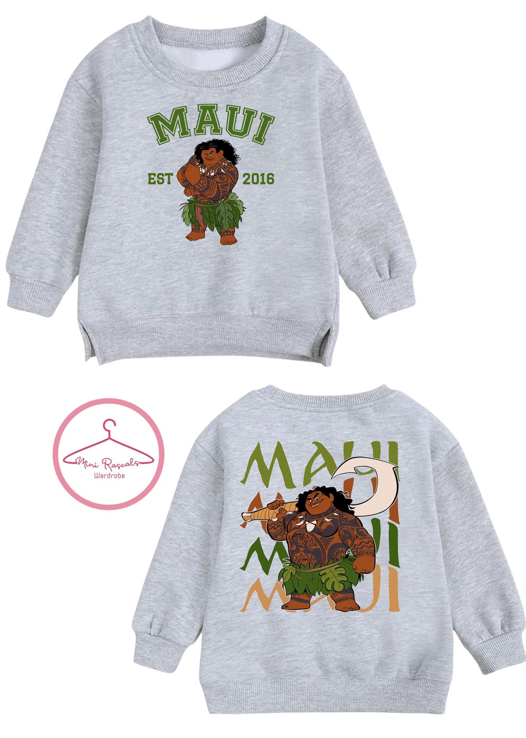 Personalised Maui, Moana, Mei Mei & Pua Sweatshirts for Kids – Toddler ...