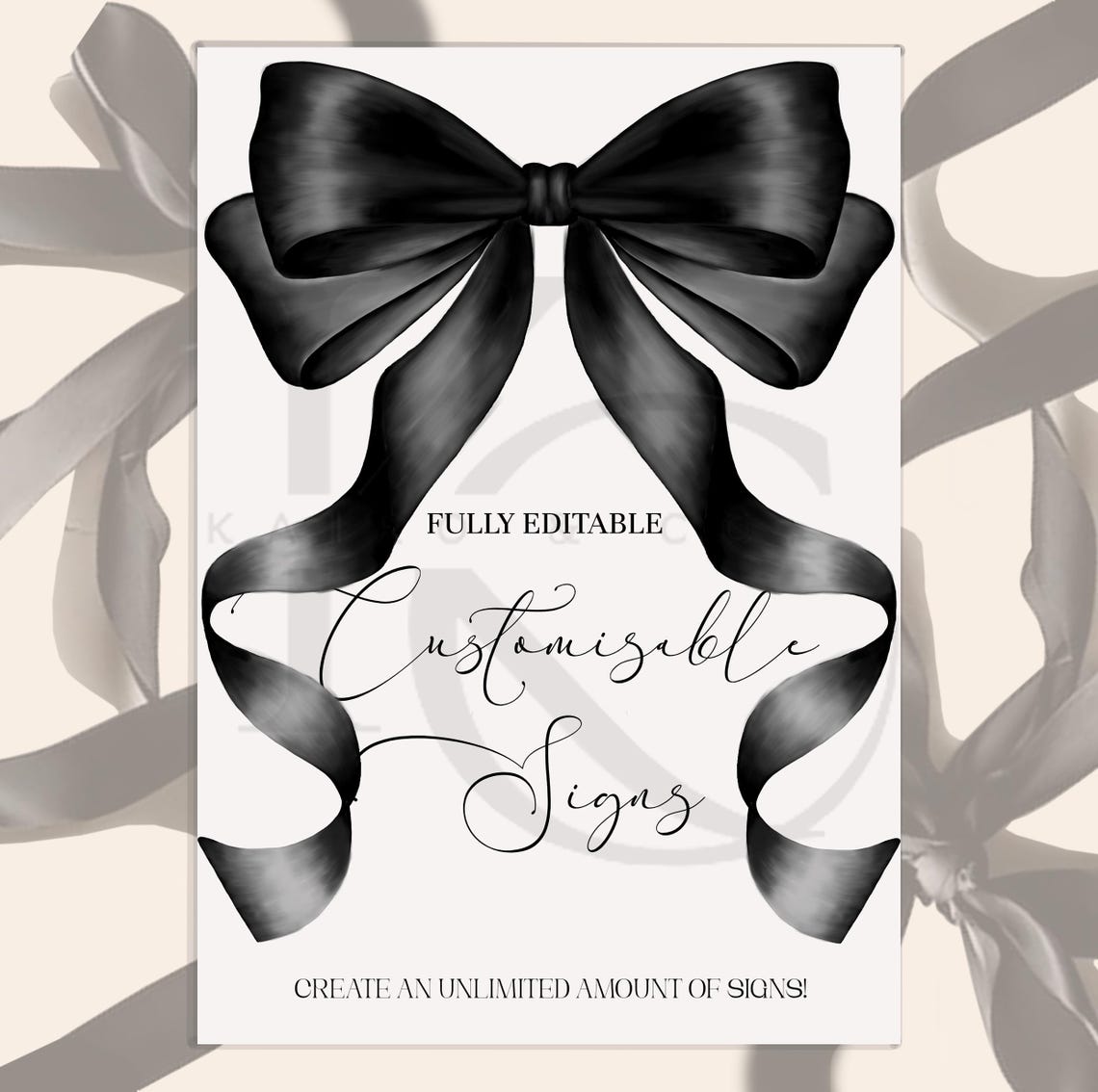 Black Bow Theme Customisable Sign | Coquette Birthday Customisable Sign ...