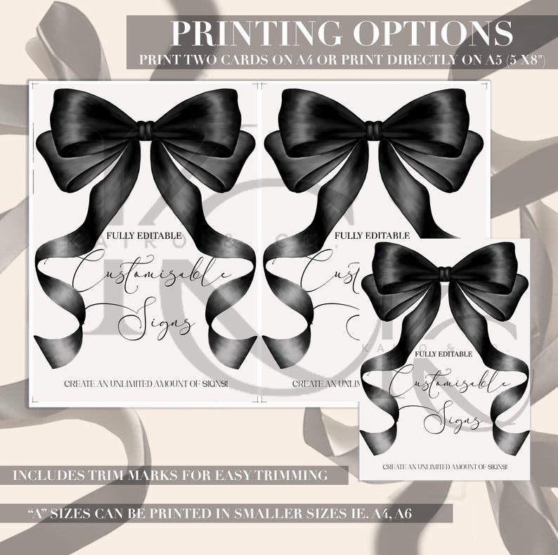 Black Bow Theme Customisable Sign | Coquette Birthday Customisable Sign ...