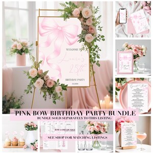 Pink Bow Birthday Welcome Sign| Welcome Poster Template| Editable Pink ...