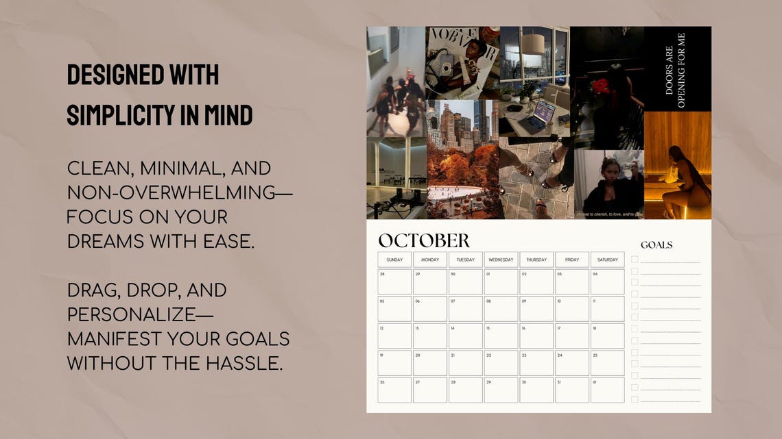 2025 Vision Board Calendar for Black Women | Canva Template With Prompt ...