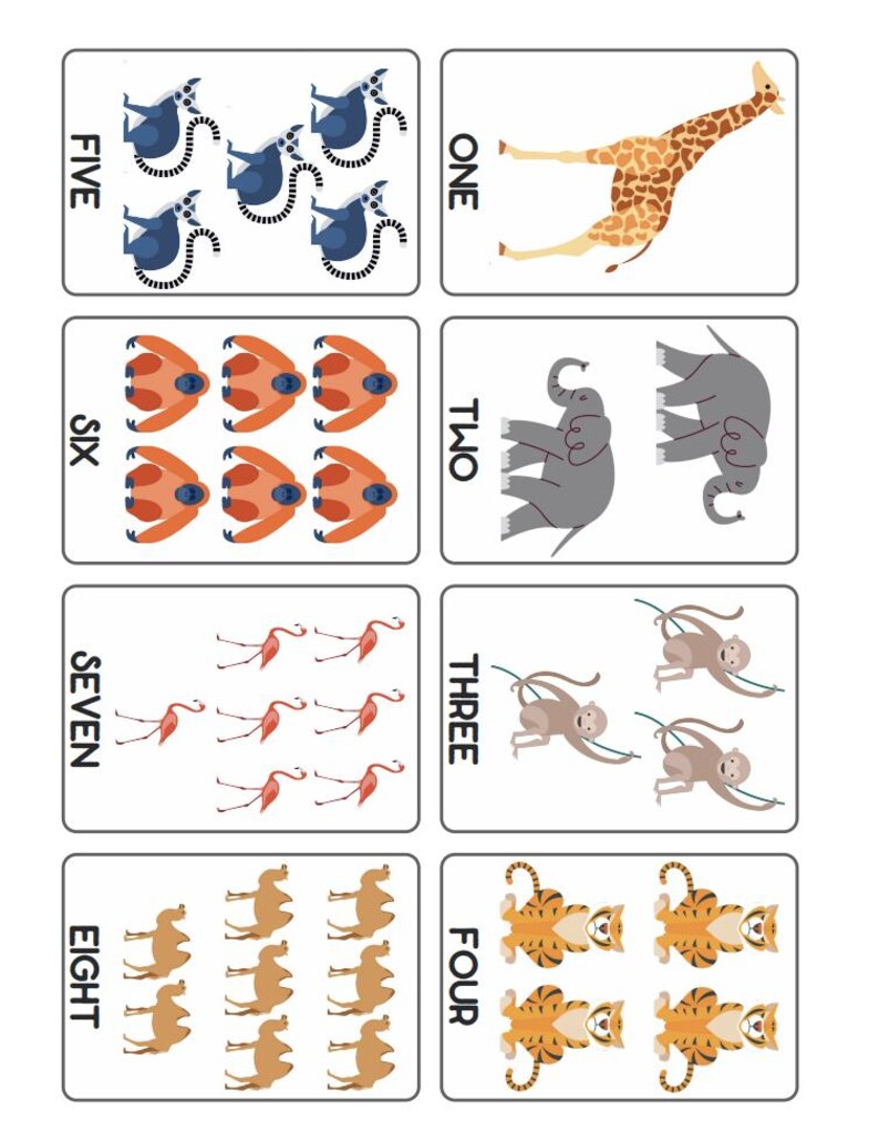 Printable Flashcards Numbers 1-20 With Animals | Homeschool Educational ...