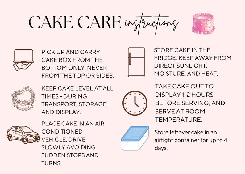 Cake Care Card - Etsy