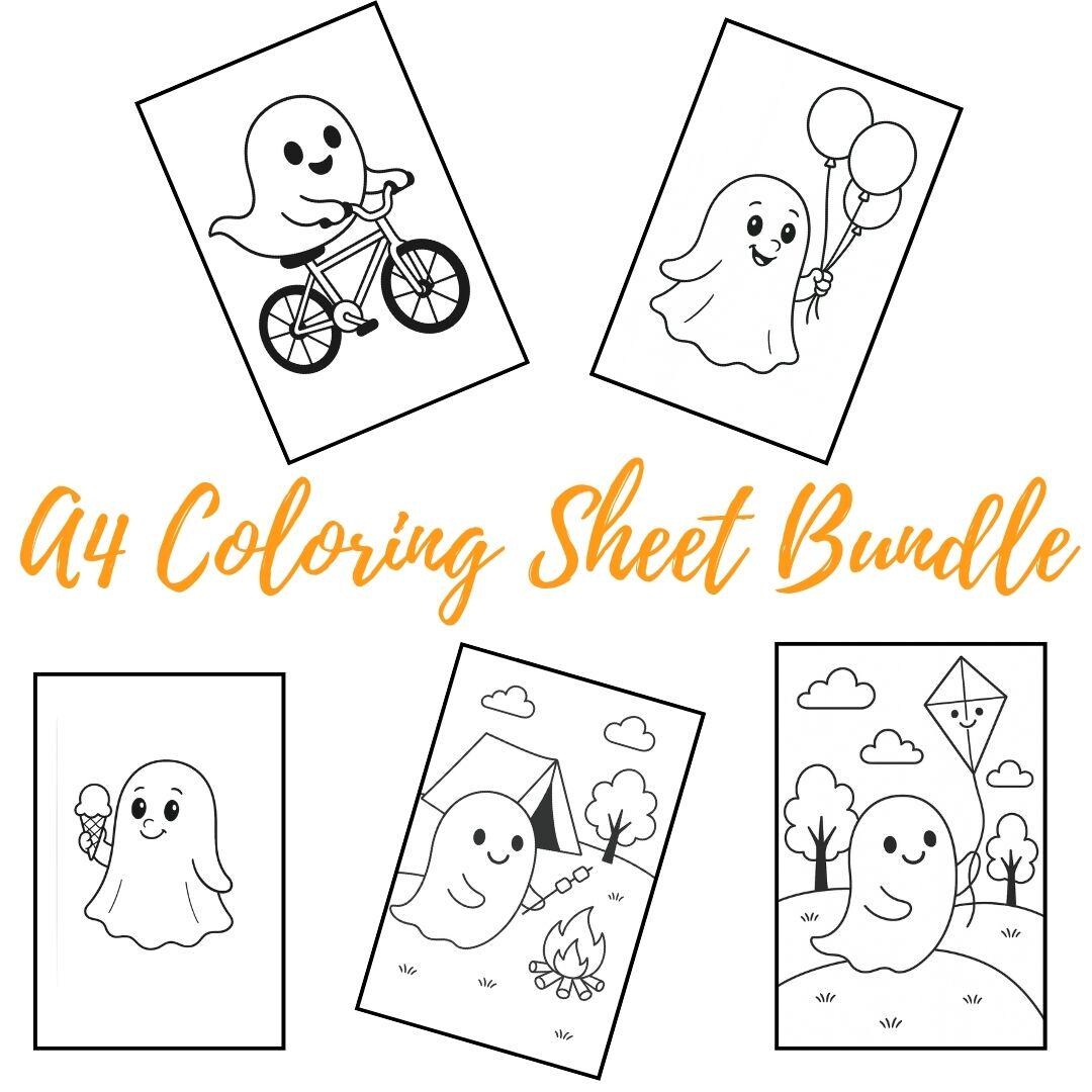 Cute Ghost Coloring Pages Set | Halloween Printable Coloring Book ...
