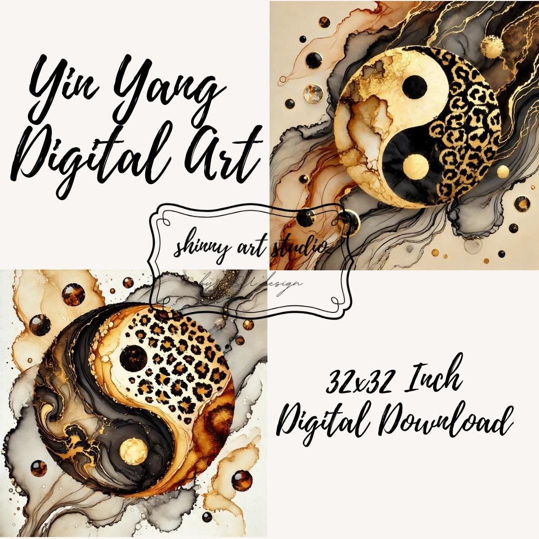 Yin Yang Leopard Print: Gold Abstract Zen Decor (32x32 Inch JPG & PDF ...