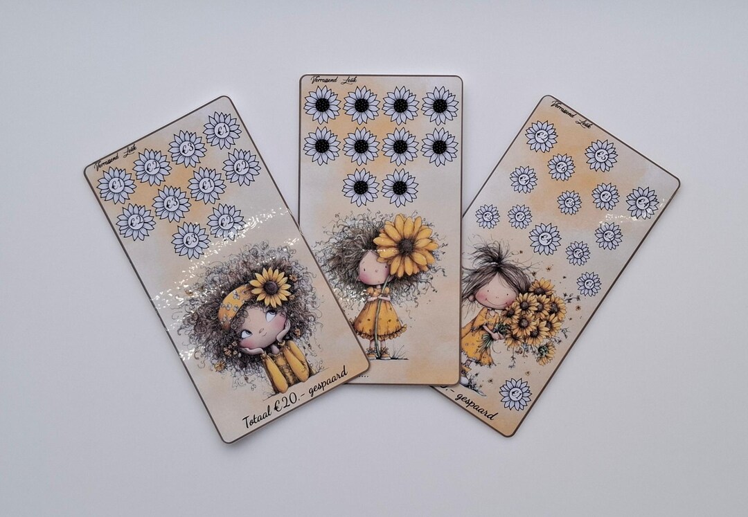 Savings Challenge Girl With Sunflower Set of 3 - A6 Budget Tracker ...