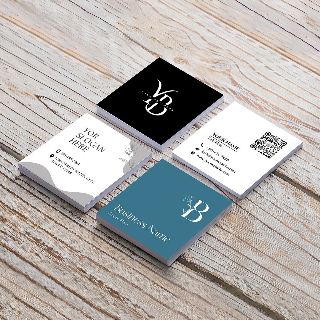 Small Square Business Cards With QR Code - Custom Thank You Card Design ...