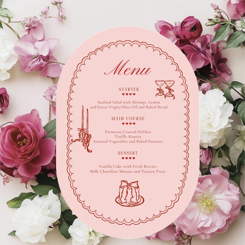 Coquette MENU Bachelorette Party Menu Galentines Party Decorations Menu ...