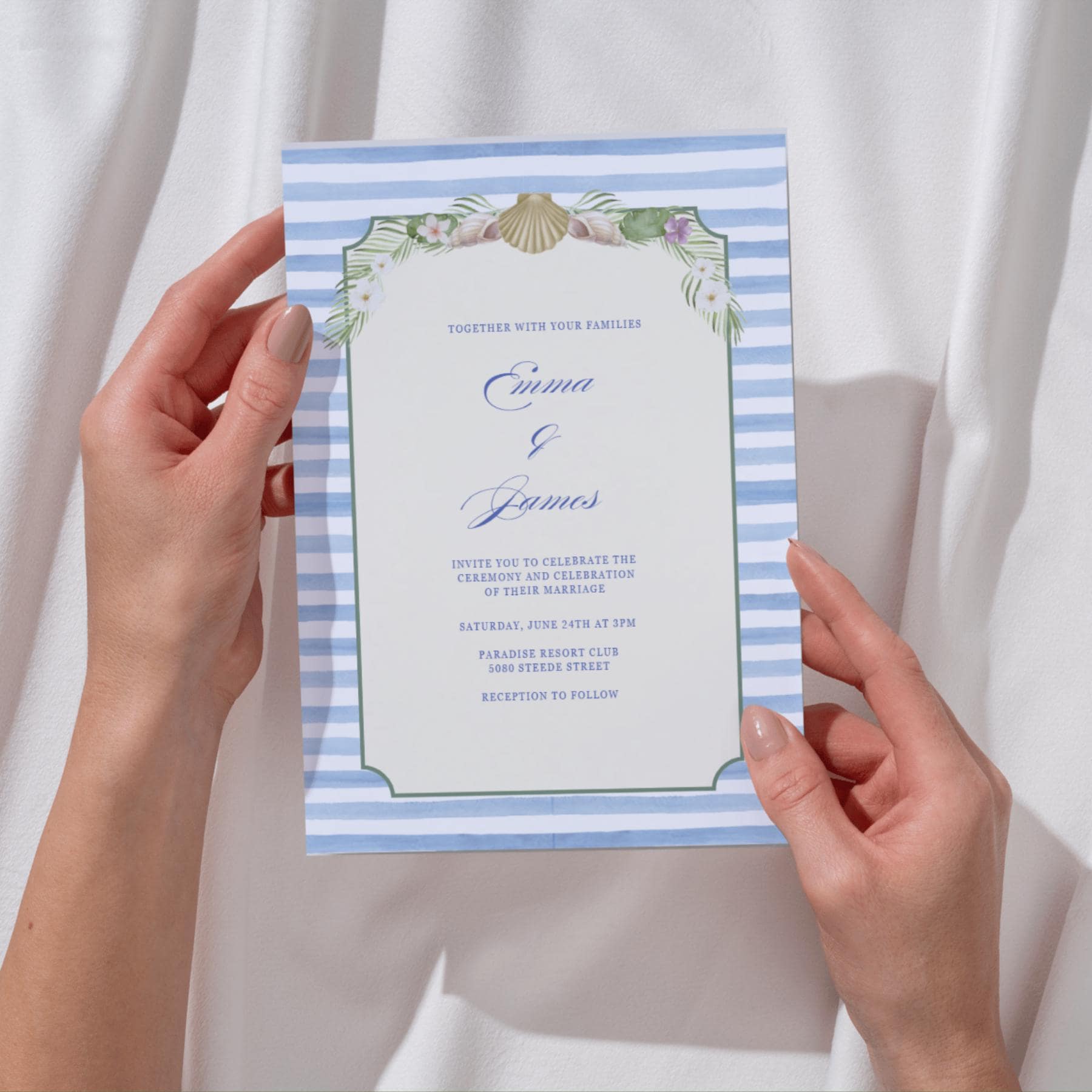 Beach Wedding Invitation Suite Template Tropical Wedding Invite Coastal ...
