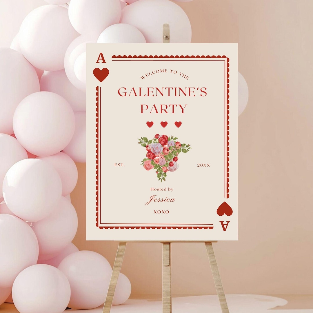 Galentine's Day Party Welcome Sign Template Friends Valentine's Day ...