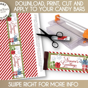 PRINTABLE Candy Bar Wrappers Christmas Theme Snowman, Packages ...