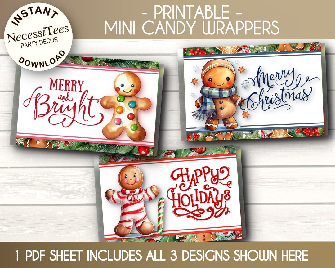 PRINTABLE Mini Candy Wrappers | for Party Favors | Christmas Theme ...