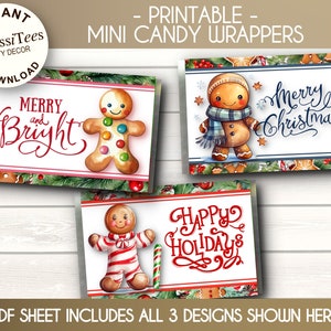 PRINTABLE Mini Candy Wrappers | for Party Favors | Christmas Theme ...
