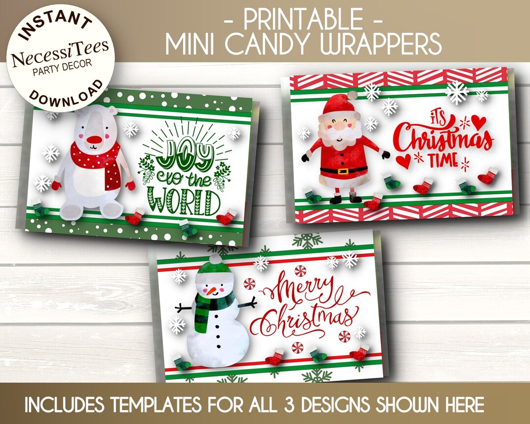 PRINTABLE Mini Candy Wrappers | for Party Favors | Christmas Theme ...