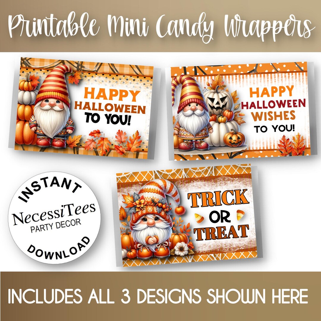 PRINTABLE Mini Candy Wrapper Templates Party Favors Halloween Fall ...