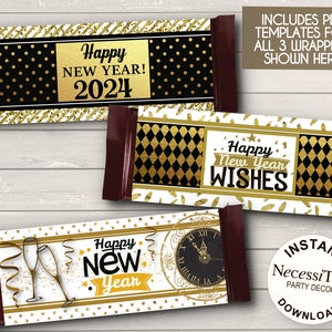 PRINTABLE Candy Bar Wrappers Happy New Year Theme 2024 - Etsy