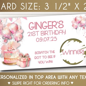 PRINTED Scratch off Cards Set of 10 Cards Party Games Birthday Party ...