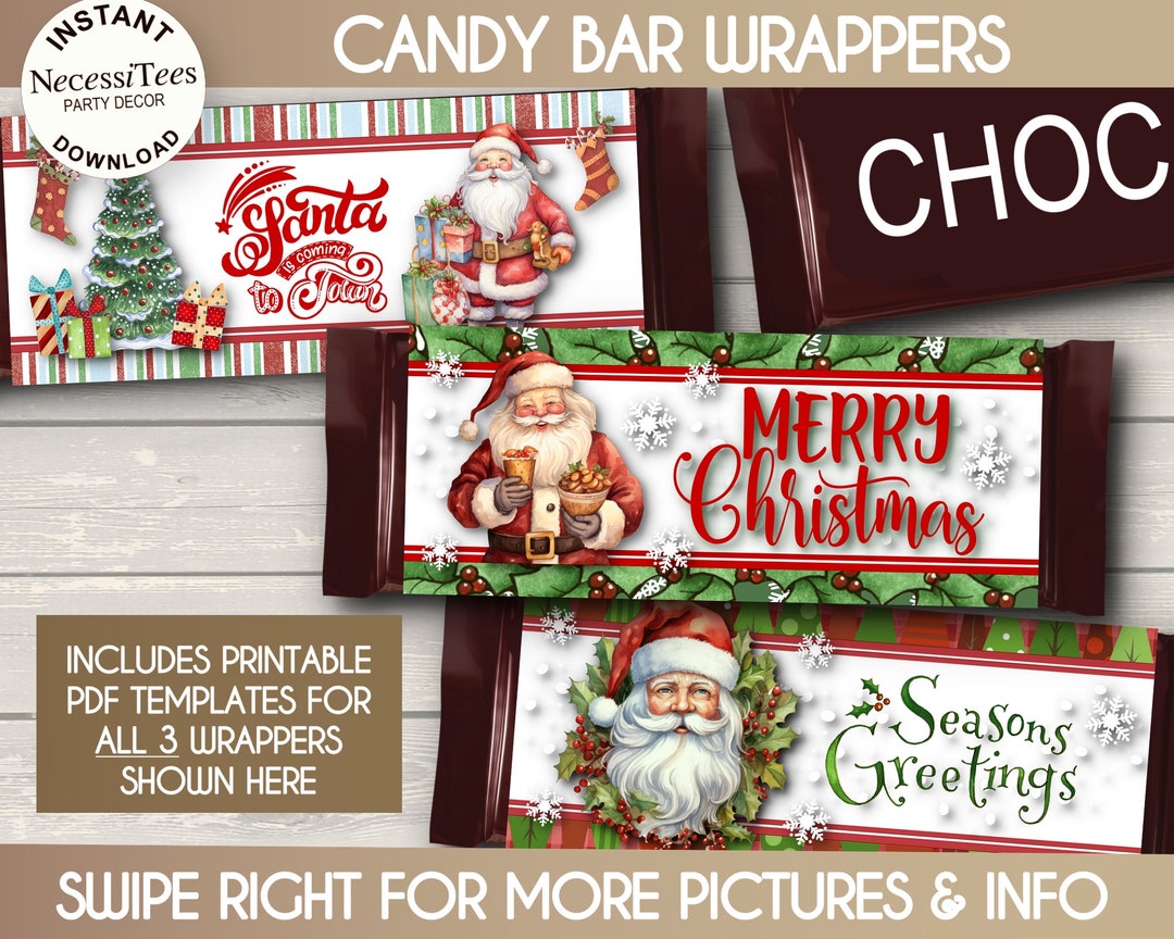 PRINTABLE Candy Bar Wrappers | Christmas Theme | Xmas, Santa Claus ...