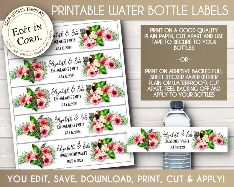 PRINTABLE Water Bottle Labels Greenery Theme Eucalyptus - Etsy