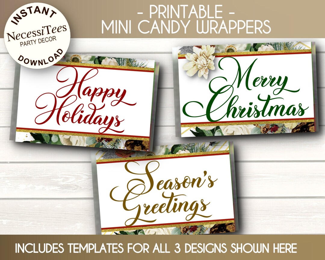 PRINTABLE Mini Candy Wrappers for Party Favors Christmas - Etsy