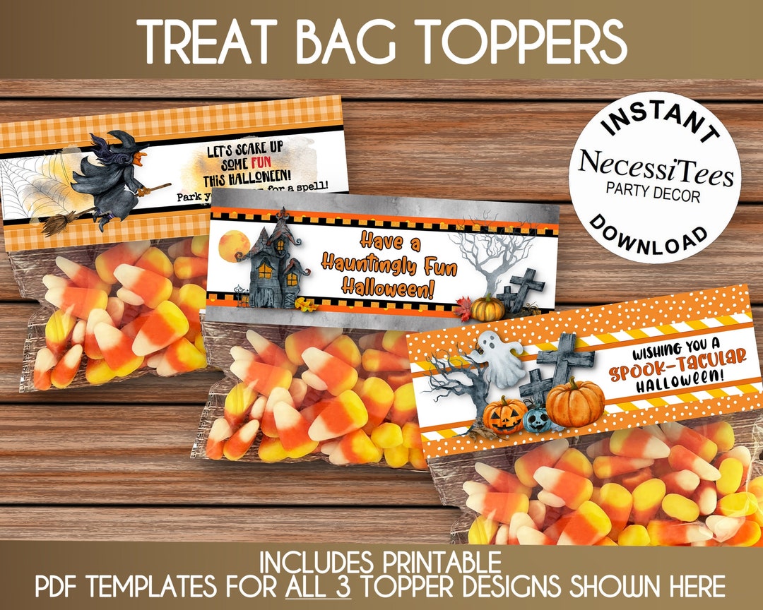 PRINTABLE Treat Bag Toppers | Halloween Theme | Witch, Ghost, Haunted ...