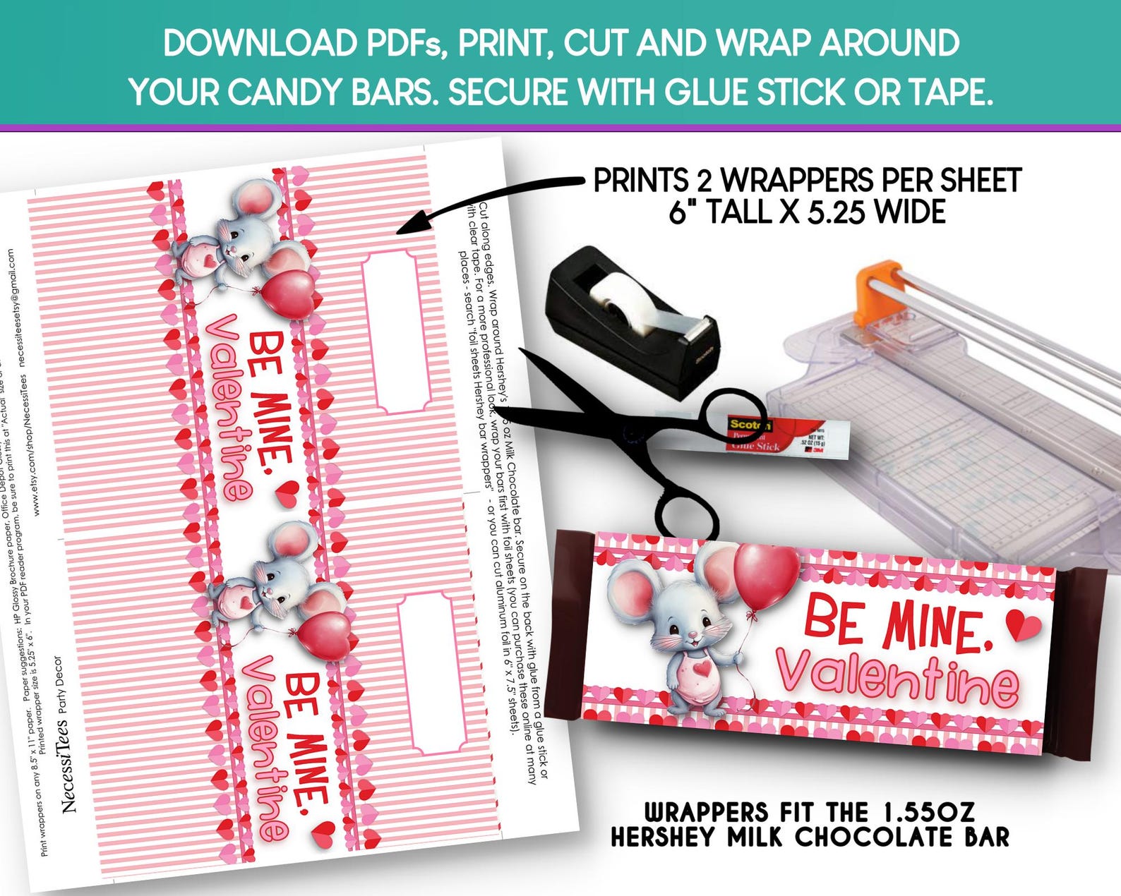 PRINTABLE Candy Bar Wrappers | Valentines Theme | Kids Valentines ...
