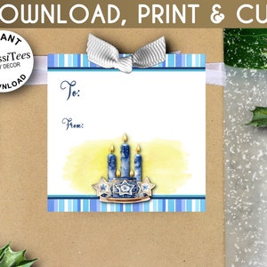 PRINTABLE Gift Tag Template Hanukkah Theme Dreidel - Etsy