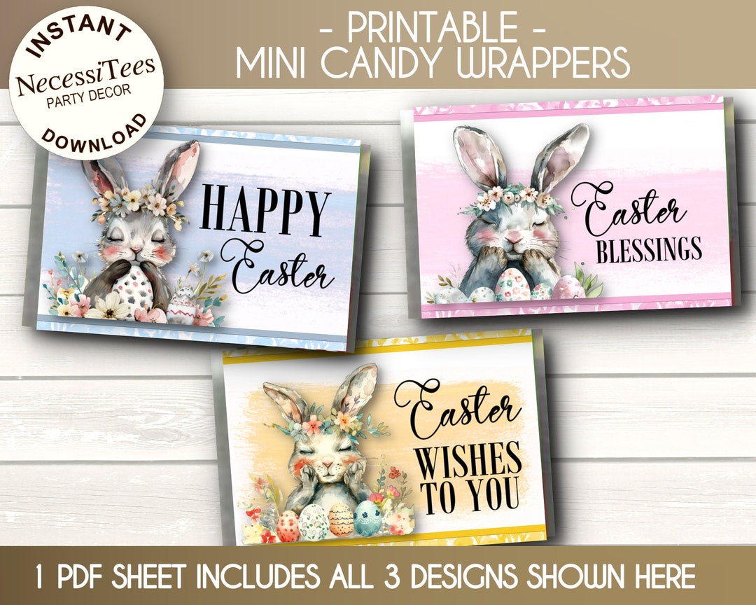PRINTABLE Mini Candy Wrappers | Party Favors | Easter Theme | Happy ...