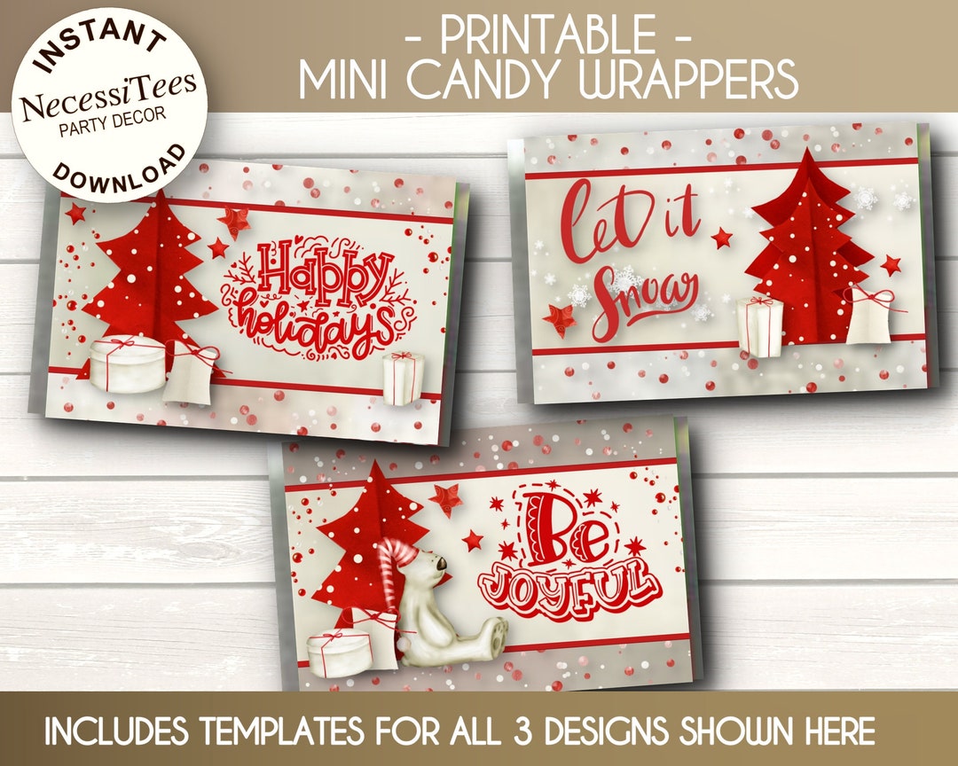 PRINTABLE Mini Candy Wrappers Party Favors Christmas Theme Xmas ...