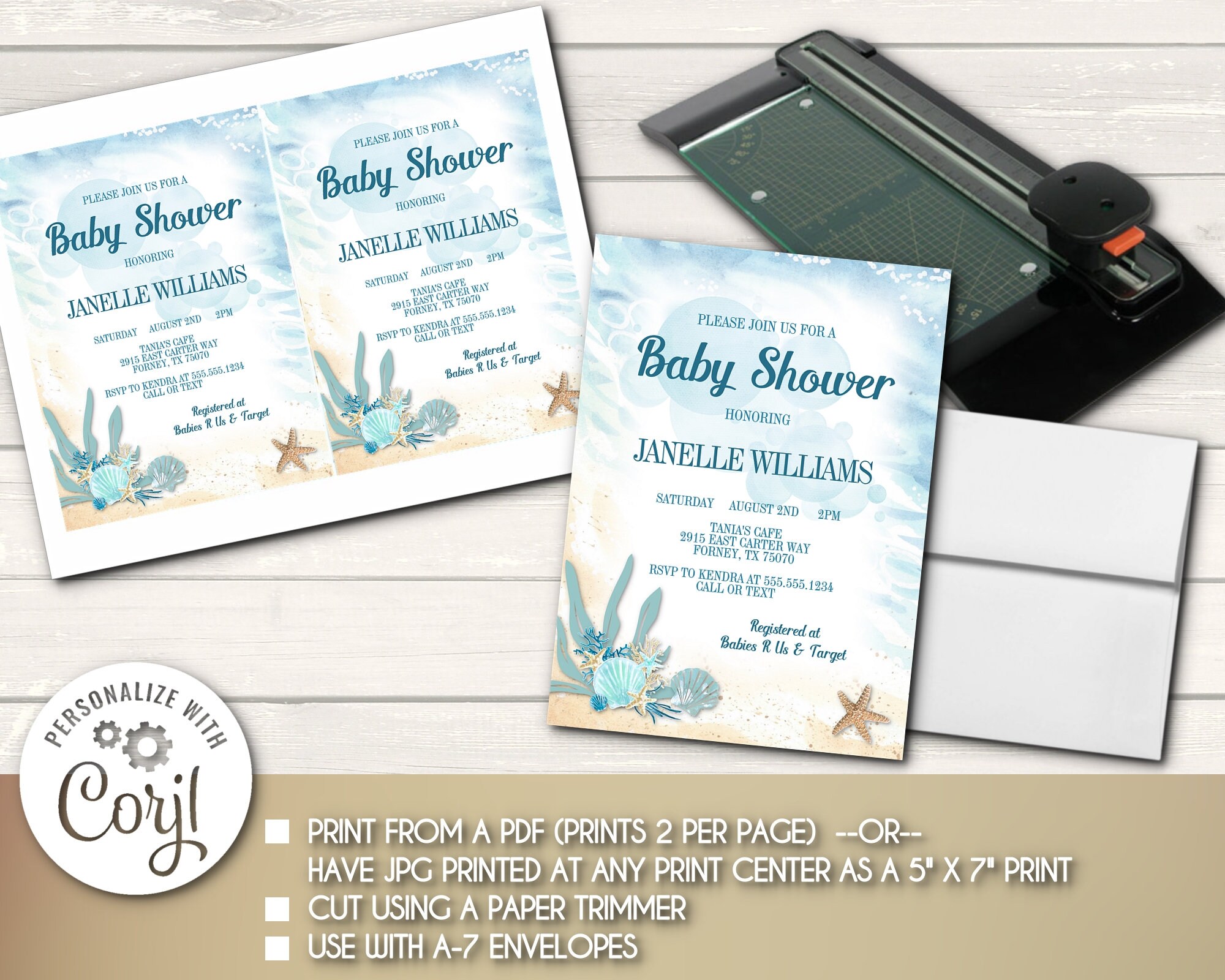 PRINTABLE Beach Theme Invitation | INSTANT DOWNLOAD | Editable Digital ...