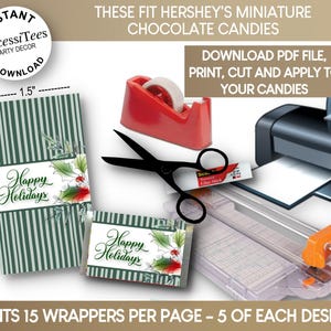 PRINTABLE Mini Candy Wrappers Party Favors Christmas, Xmas, Florals ...