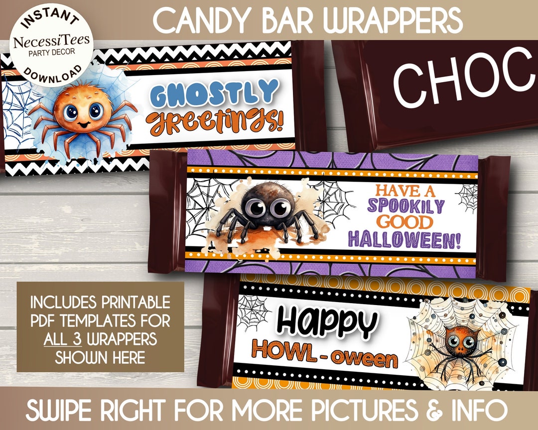 PRINTABLE Candy Bar Wrapper Templates | Halloween | Creepy Crawly ...