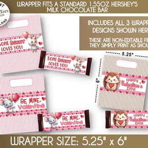 PRINTABLE Candy Bar Wrappers Valentines Theme Kids Valentines Mouse ...