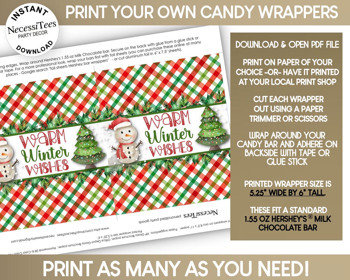 PRINTABLE Candy Bar Wrappers | Snowman Theme | Xmas, Christmas ...