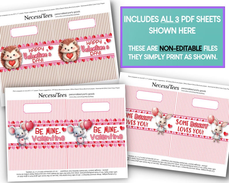 PRINTABLE Candy Bar Wrappers | Valentines Theme | Kids Valentines ...