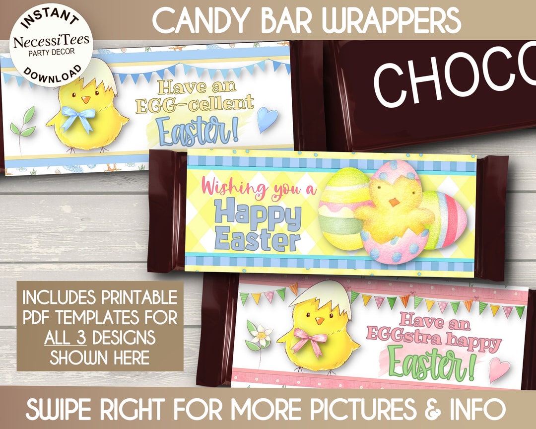 PRINTABLE Candy Bar Wrapper Templates, Easter Theme, Easter Chickies ...
