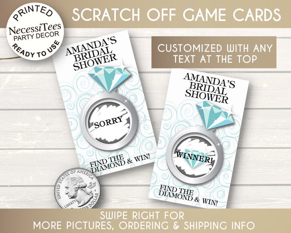 PRINTED Scratch Off Game Cards, Party Activity, Bridal Shower ...