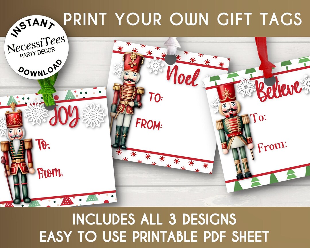 PRINTABLE Gift Tag Template Christmas Theme Xmas Nutcrackers PDF ...