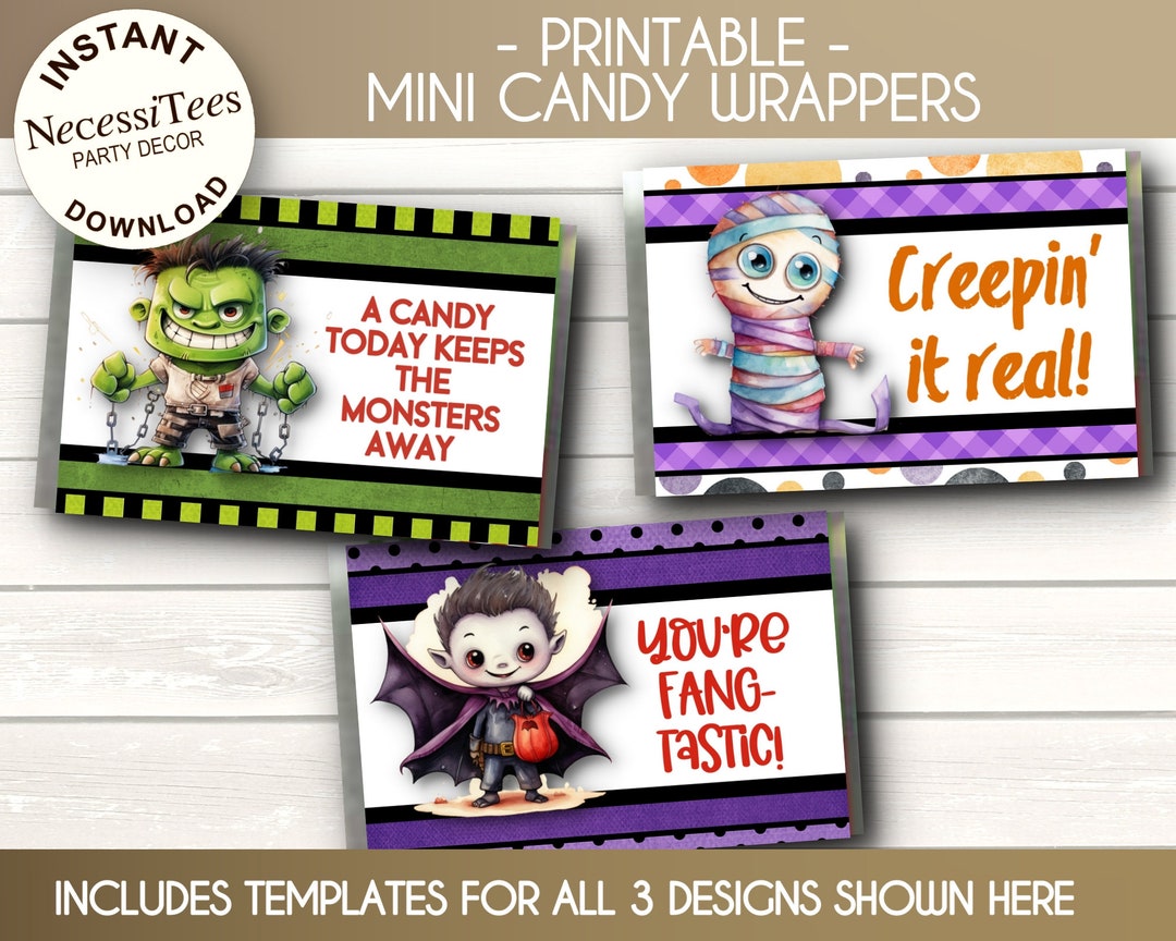 PRINTABLE Mini Candy Wrapper Templates | Party Favors | Halloween ...