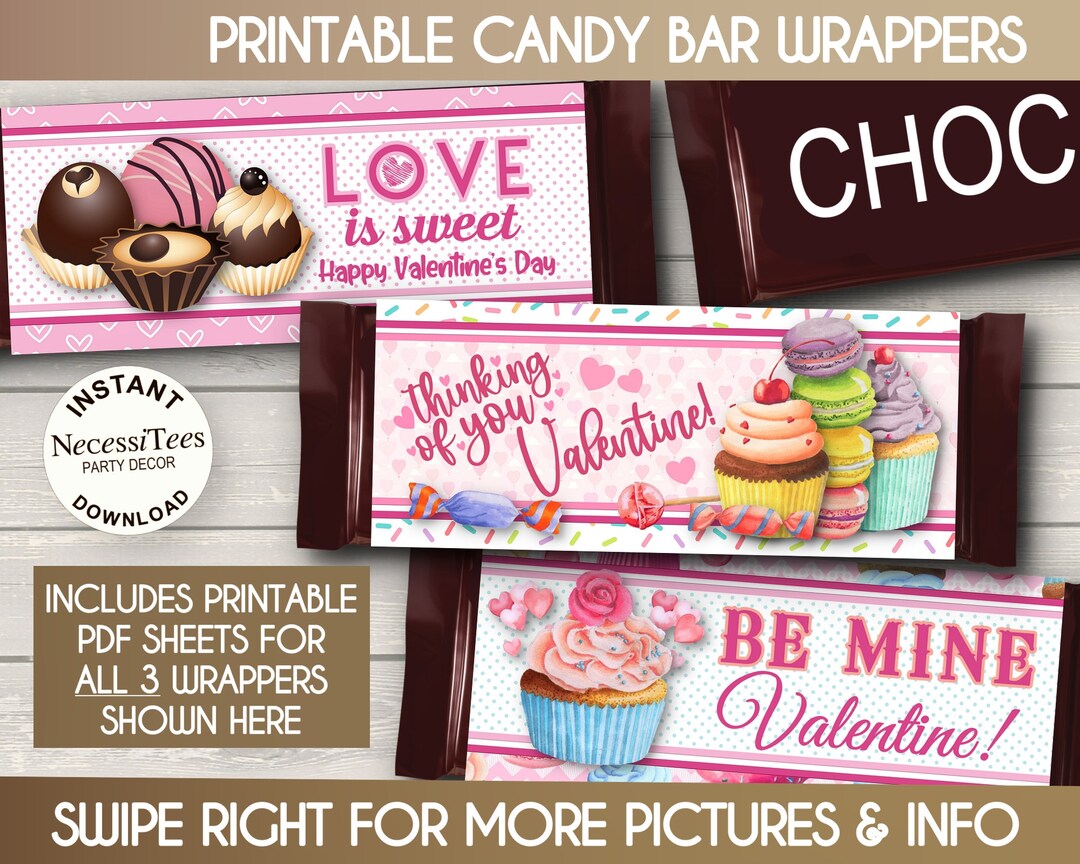 PRINTABLE Candy Bar Wrappers Valentines Theme Sweets, Valentines ...