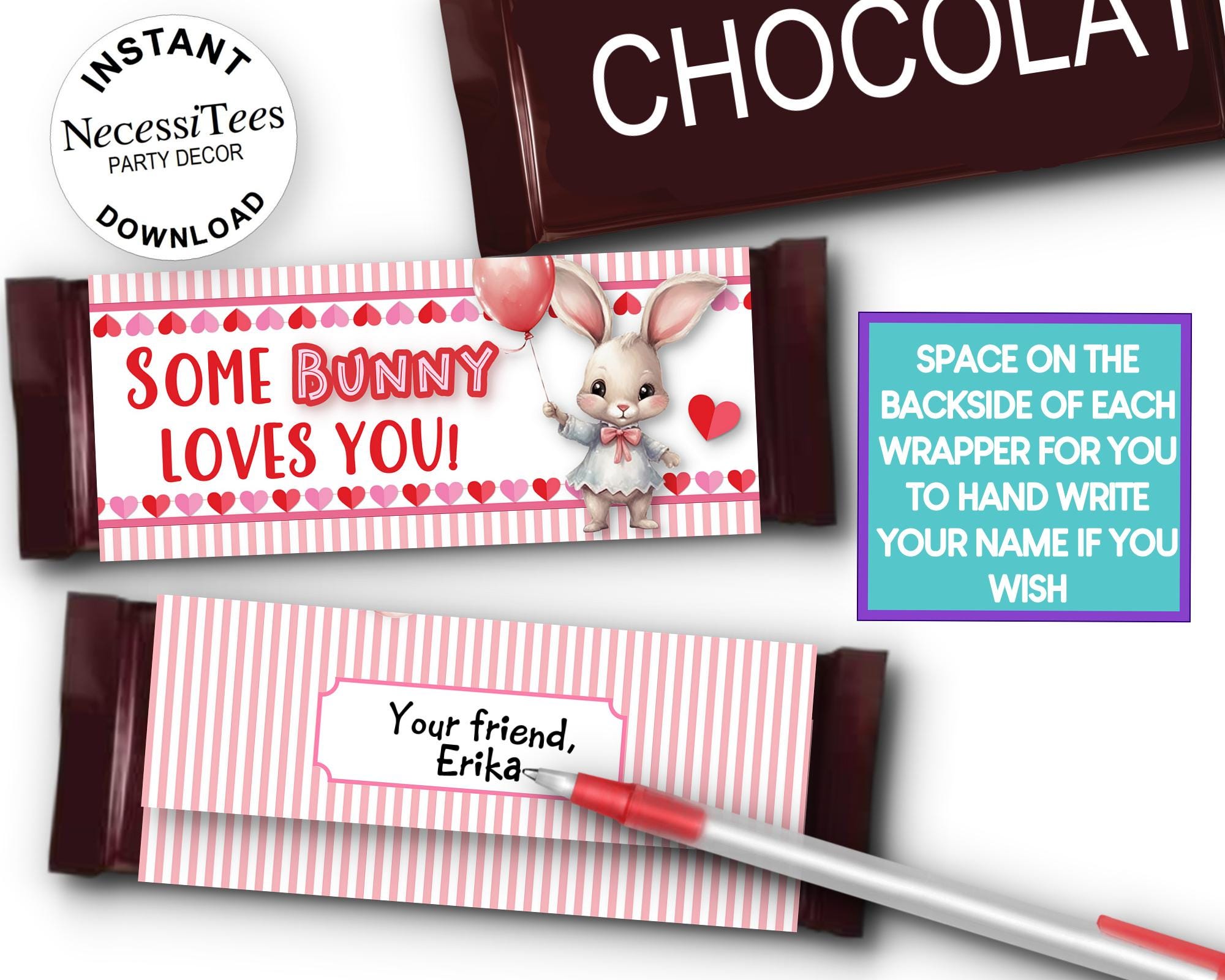 PRINTABLE Candy Bar Wrappers | Valentines Theme | Kids Valentines ...