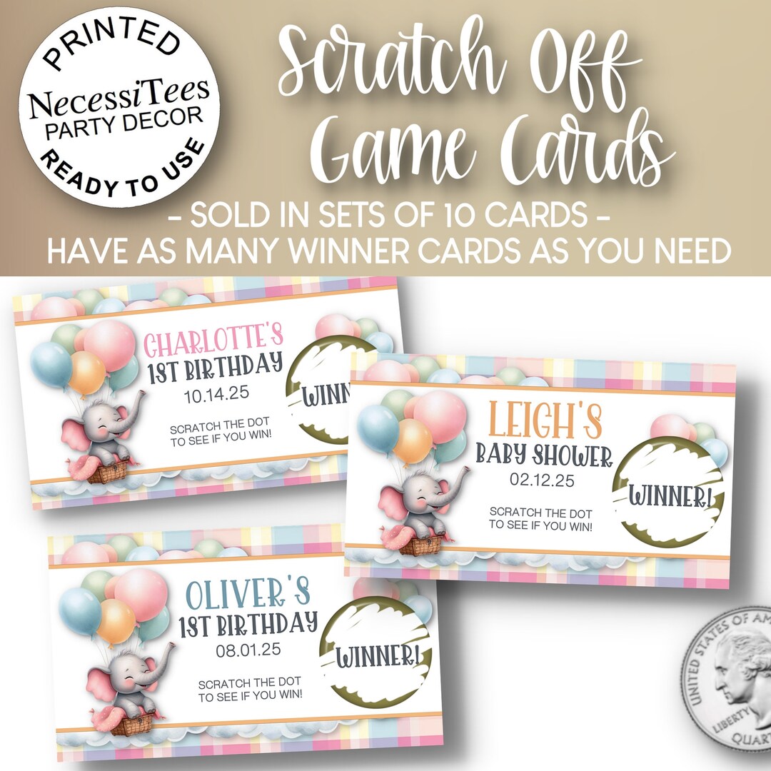 PRINTED Scratch off Cards | Set of 10 Cards | Party Games | Shower ...