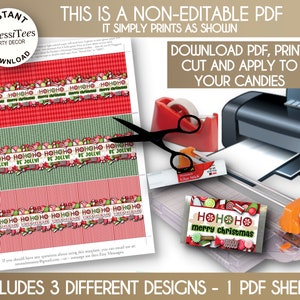 PRINTABLE Mini Candy Wrappers | Party Favors | Christmas Theme | Ho Ho ...