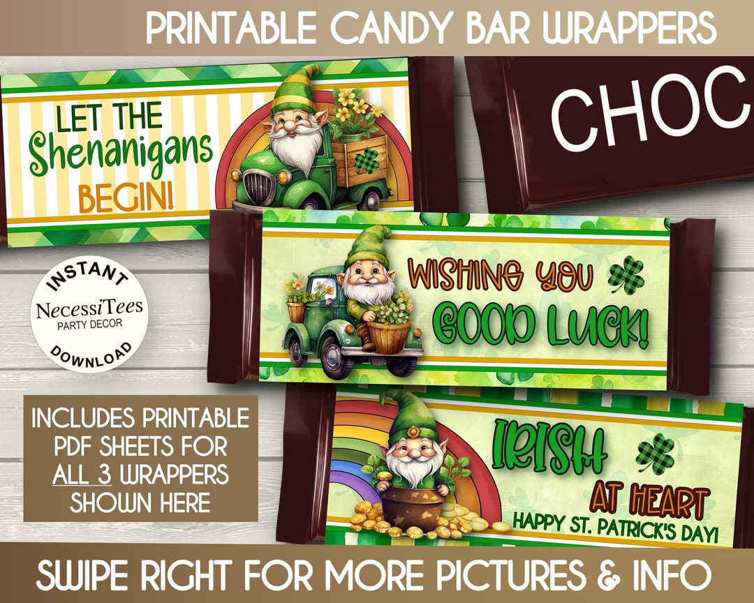 PRINTABLE Candy Bar Wrappers | St. Patrick's Day | Irish Leprechauns ...